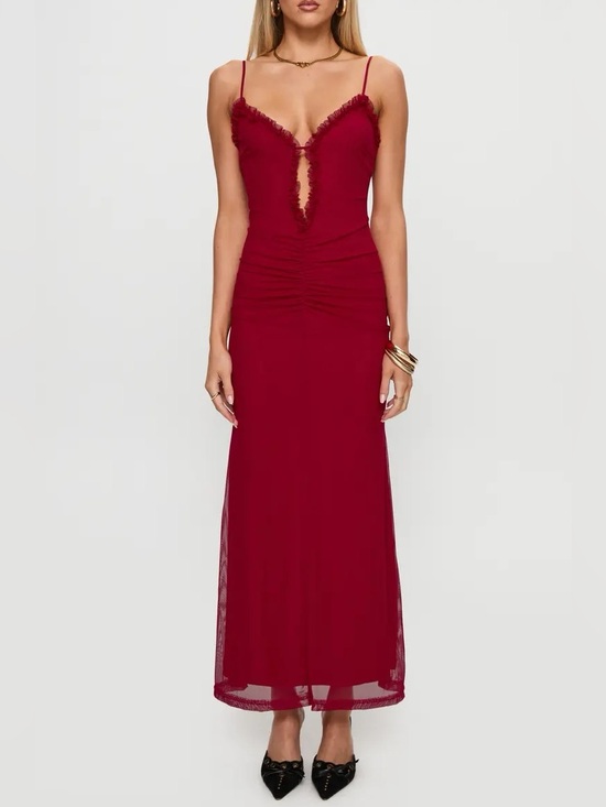 Princess Polly | Dresses | Princess Polly Capisce Cutout Red Lace Maxi ...